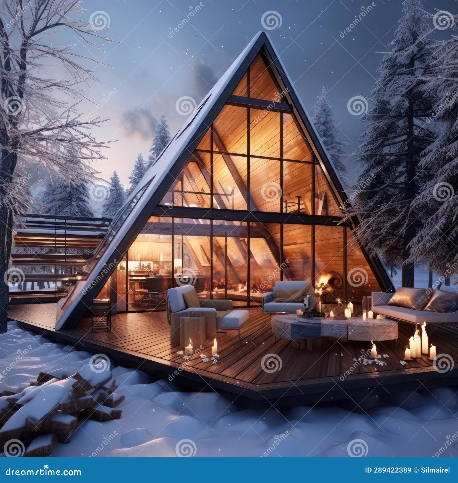 Photo of Beautiful Triangular House Glamping Resort in Winter Snow ...