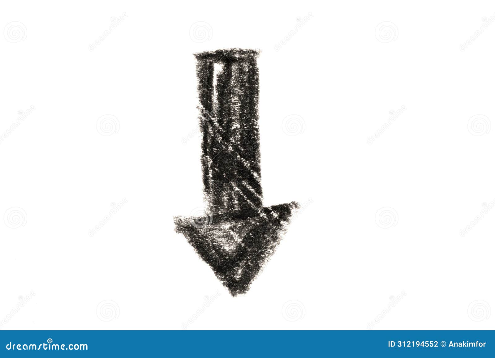 A Photo of a Black Arrow Pointing Down on a White Background. Stock ...