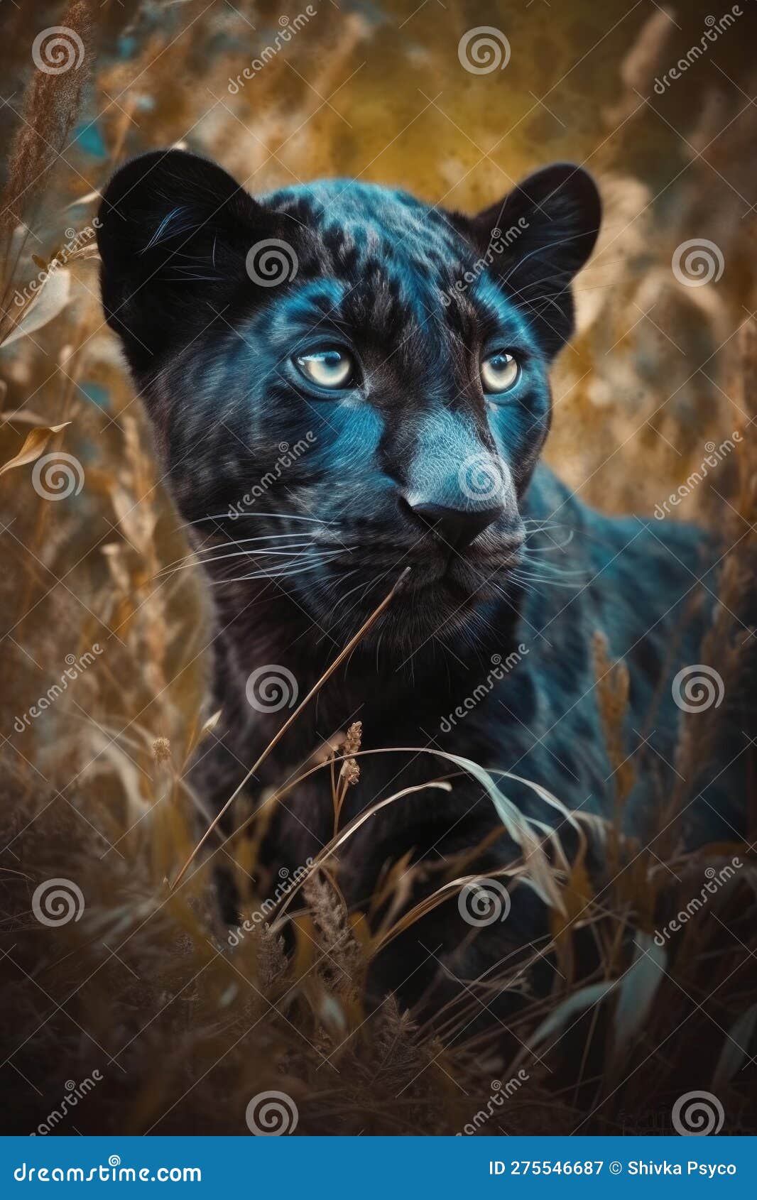 A Photo of a Black Leopard Cub in the Grass Generative AI Stock ...