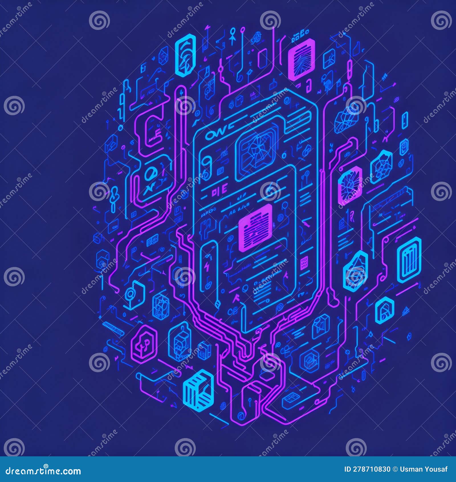 Ai Generated a Blue and Purple Computer Processor Graphic Stock ...