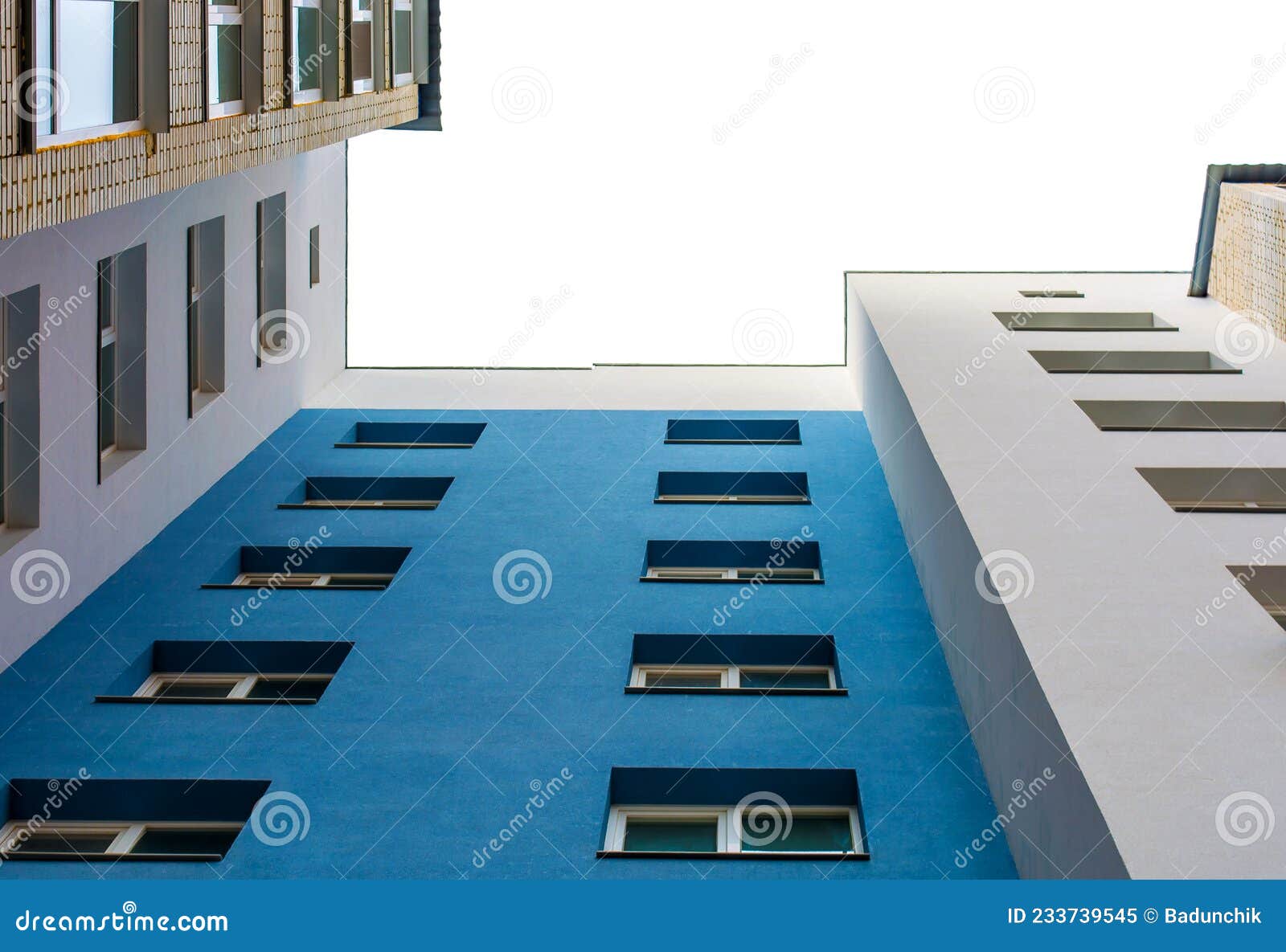 Photo of the Blue White Building Corner with Sky Stock Image - Image of ...