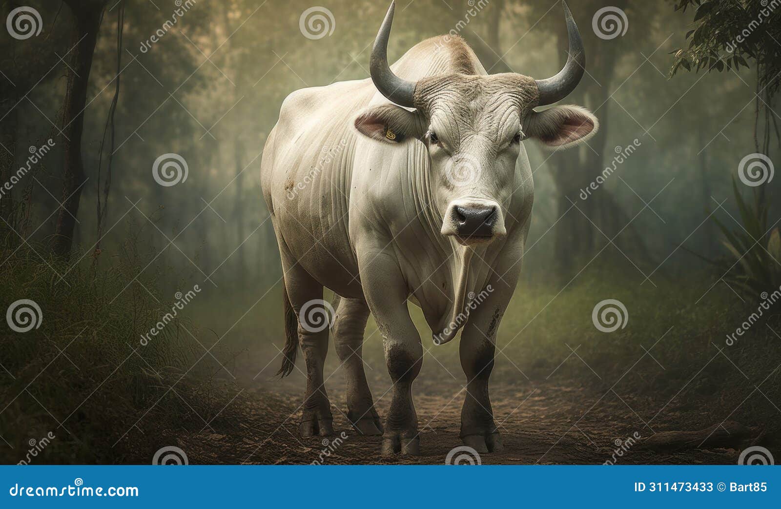 Photo of Brahman Bull on Forest Path. Generative AI Stock Illustration ...