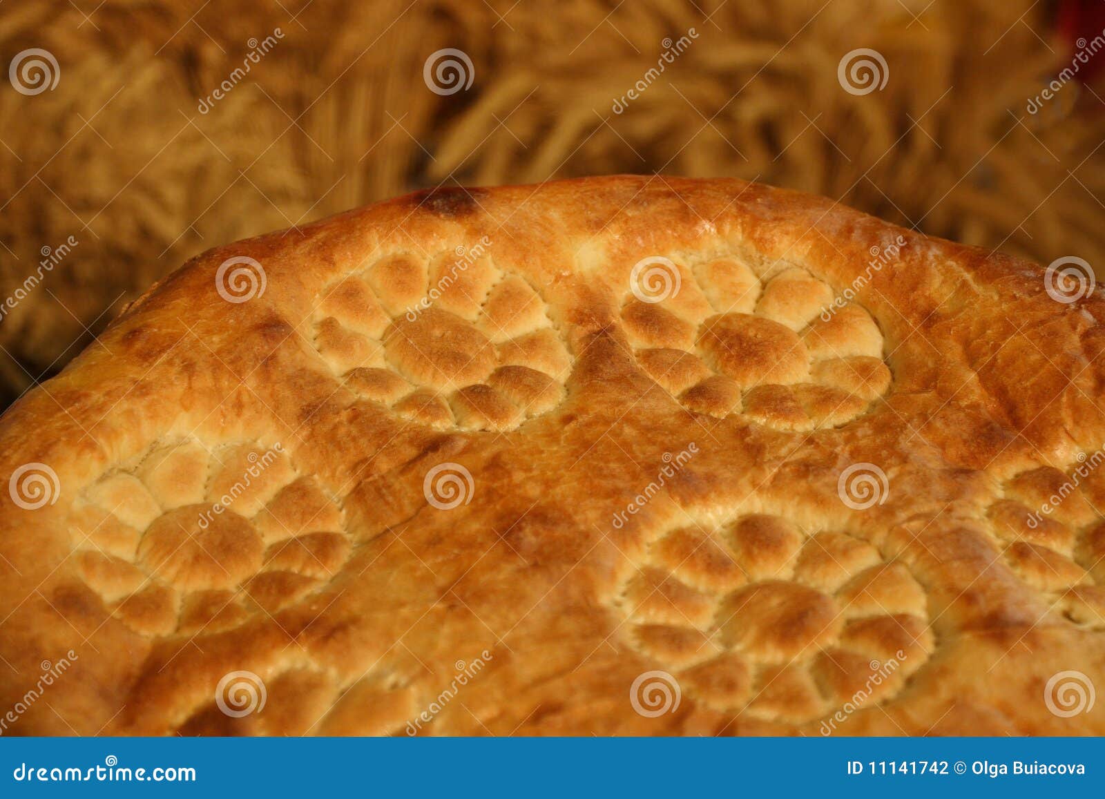On Photo Bread, Flat Round Cake Grain Stock Photo - Image of close ...