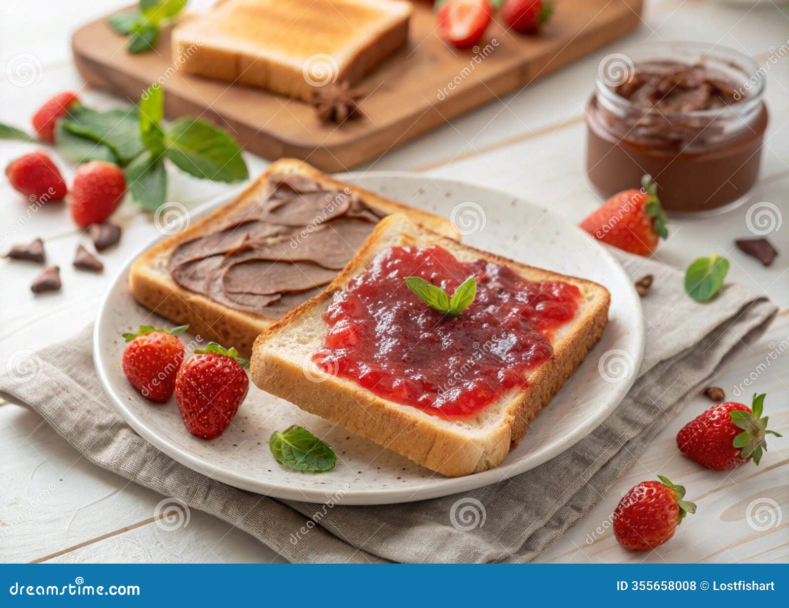 Toast With Different Topping Isolated On White Vector Illustration ...