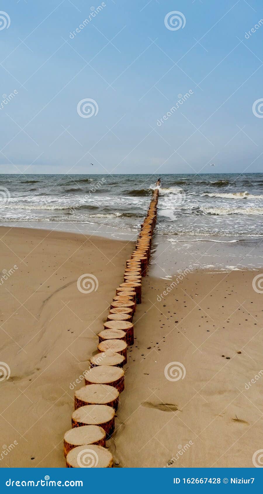 Breakwater and Waves on the Beach Stock Photo - Image of shore, summer ...