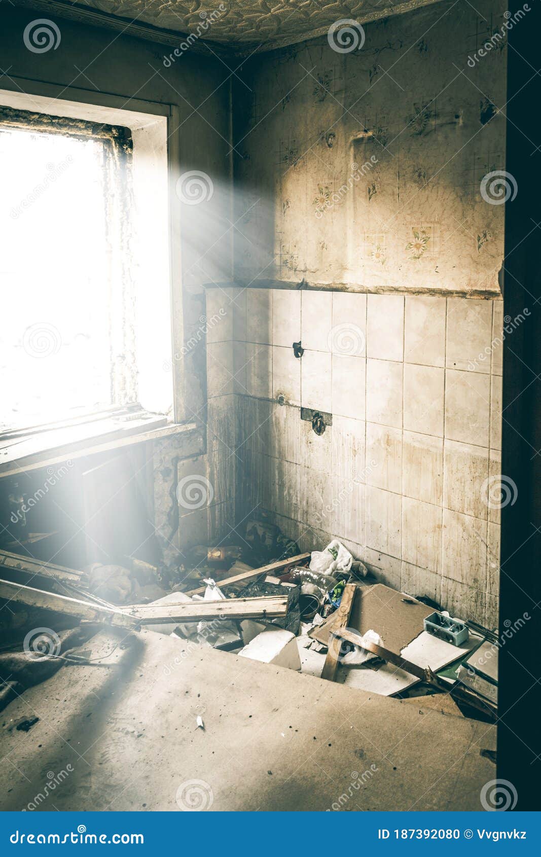 Photo of a Broken Window, Inside View of a Destroyed Building Stock ...