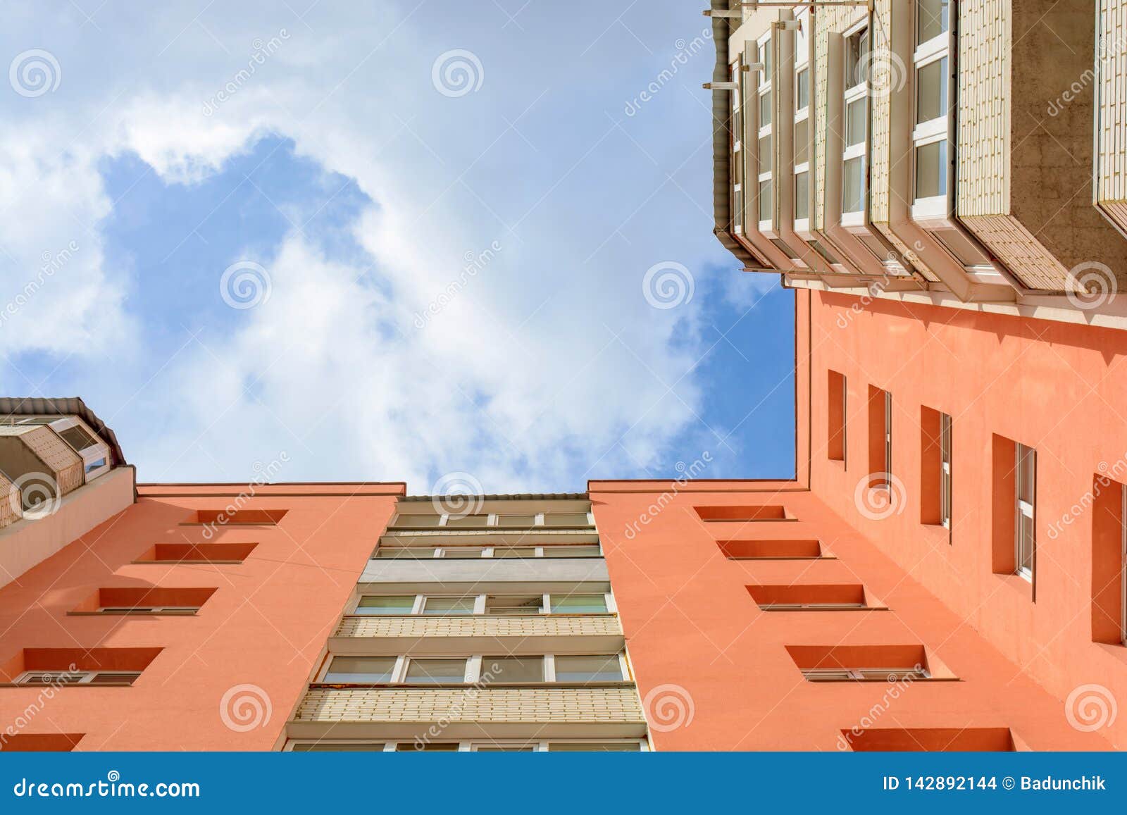 Photo of the Building Corner with Sky Stock Photo - Image of brown ...