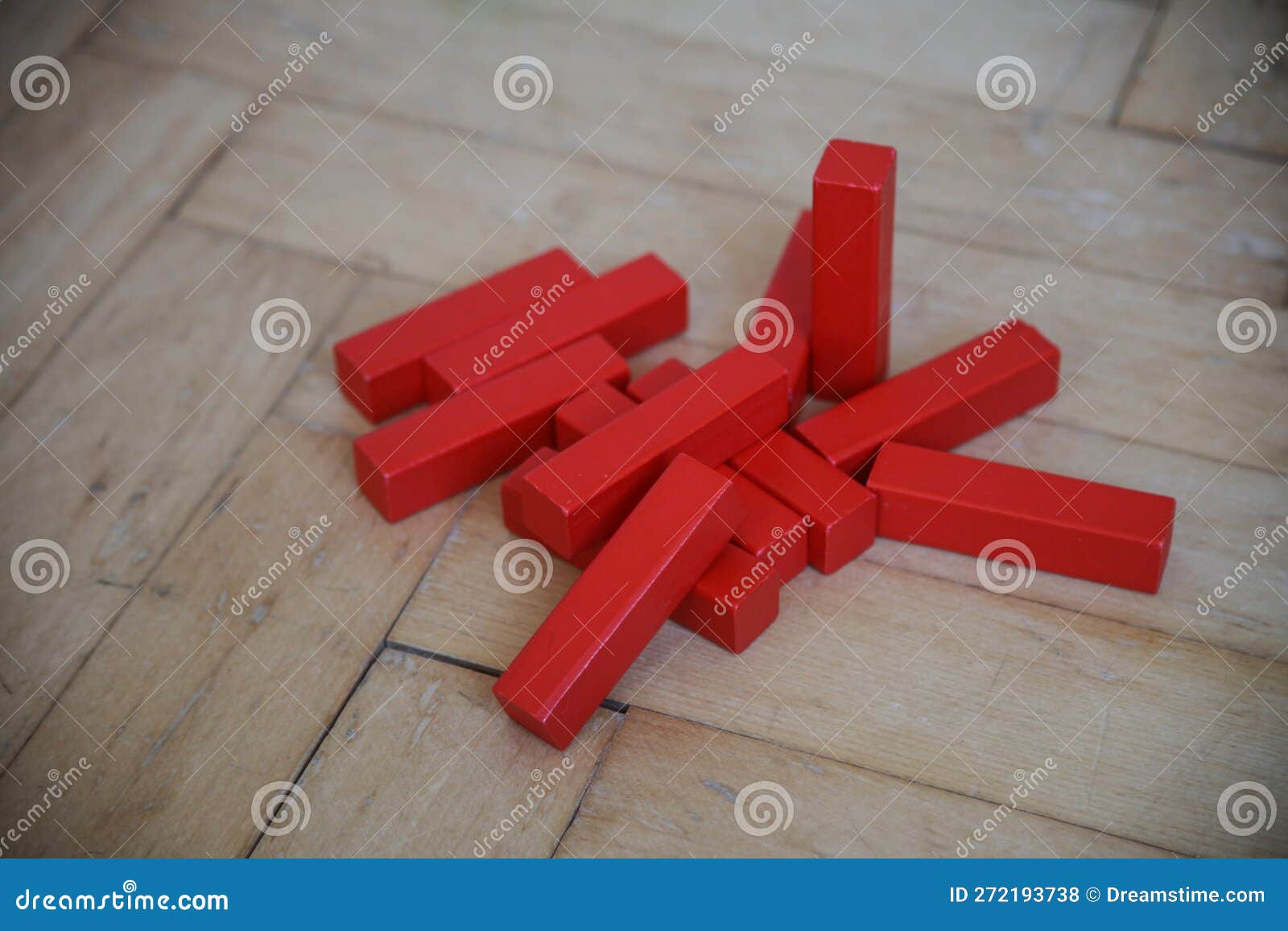 Bunch of Red Rectangular Wooden Blocks on a Wooden Floor Stock Photo ...