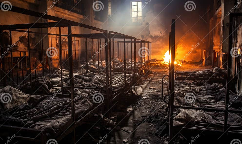 Photo of burning cages stock illustration. Illustration of flames ...