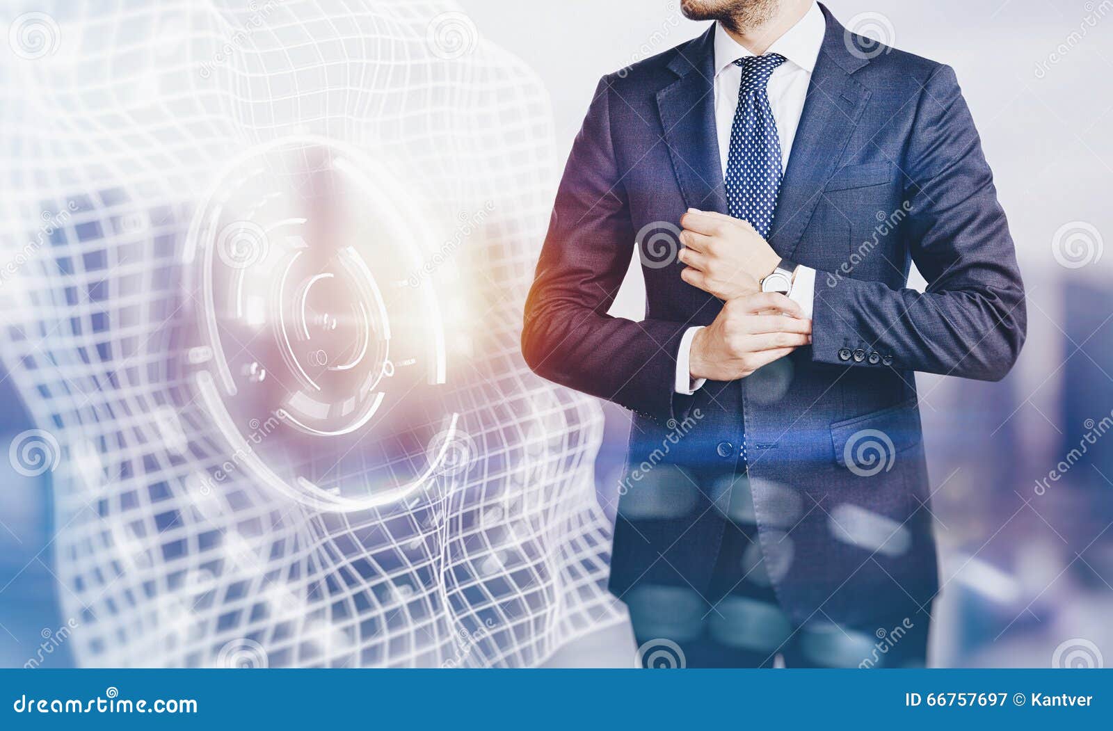 Photo of Businessman Wearing Suit and Visual Interfaces Effects on ...