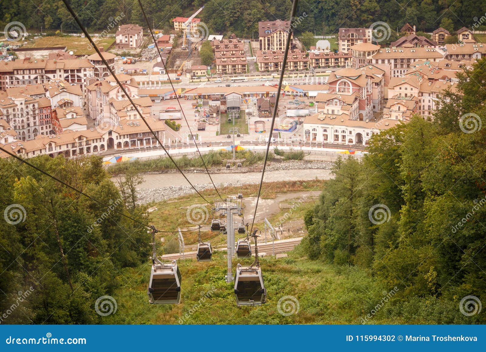 Photo of Cable Car Cabins among Mountain Slope Stock Photo - Image of ...