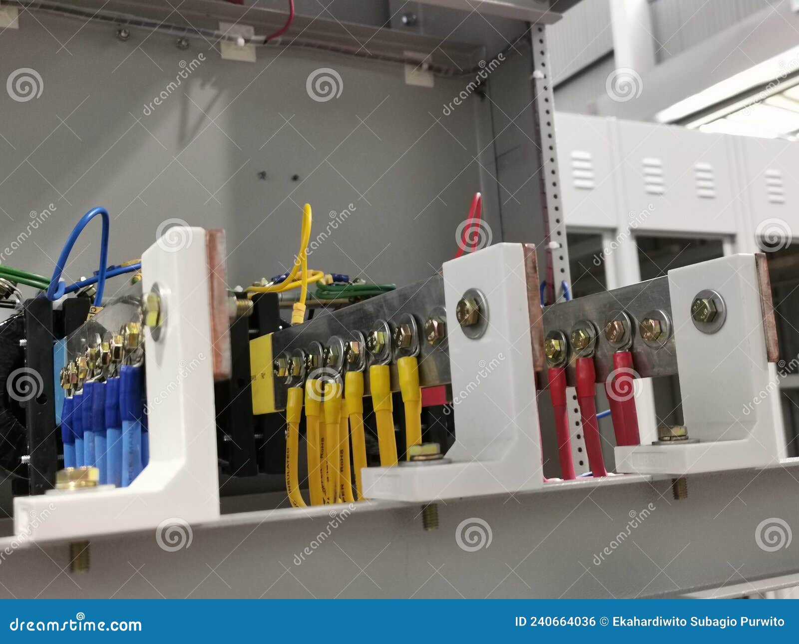 Photo of Cable Connection on Copper Bars in Low Voltage Switchboard ...