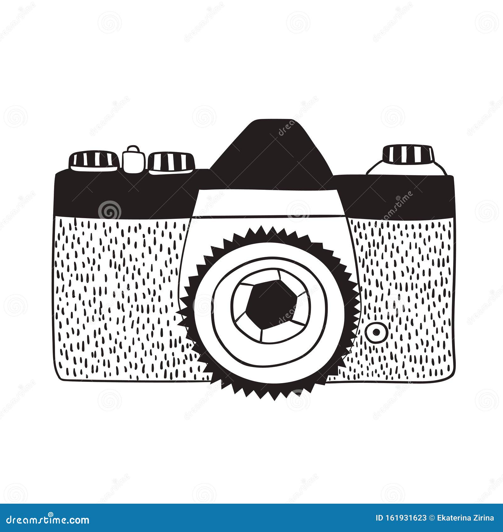 Photo Camera in Doodle Style Isolated on White Background Stock ...
