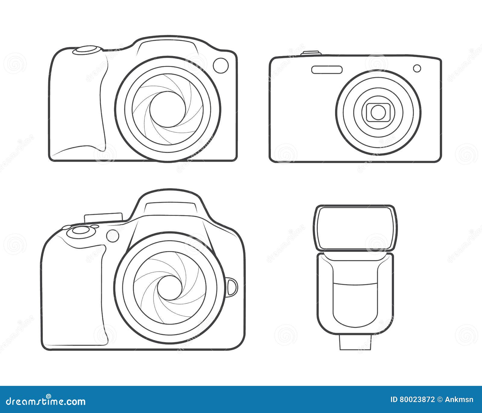 Photo Camera Flash Outline Icons Stock Vector - Illustration of ...
