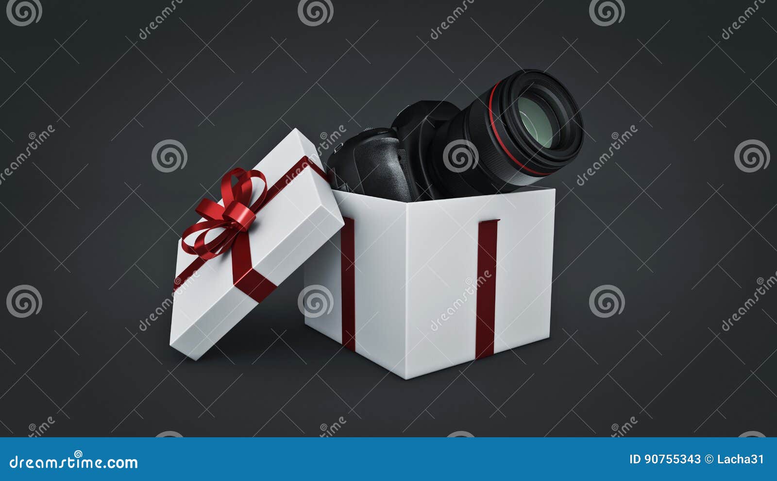Photo Camera in Gift Box, Gift Box Concept. Stock Illustration ...