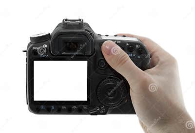 Photo camera in hand stock image. Image of hand, close - 14302325