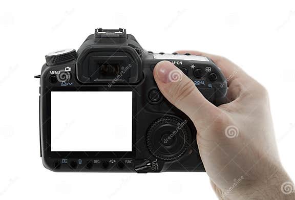 Photo camera in hand stock image. Image of hand, close - 14302325