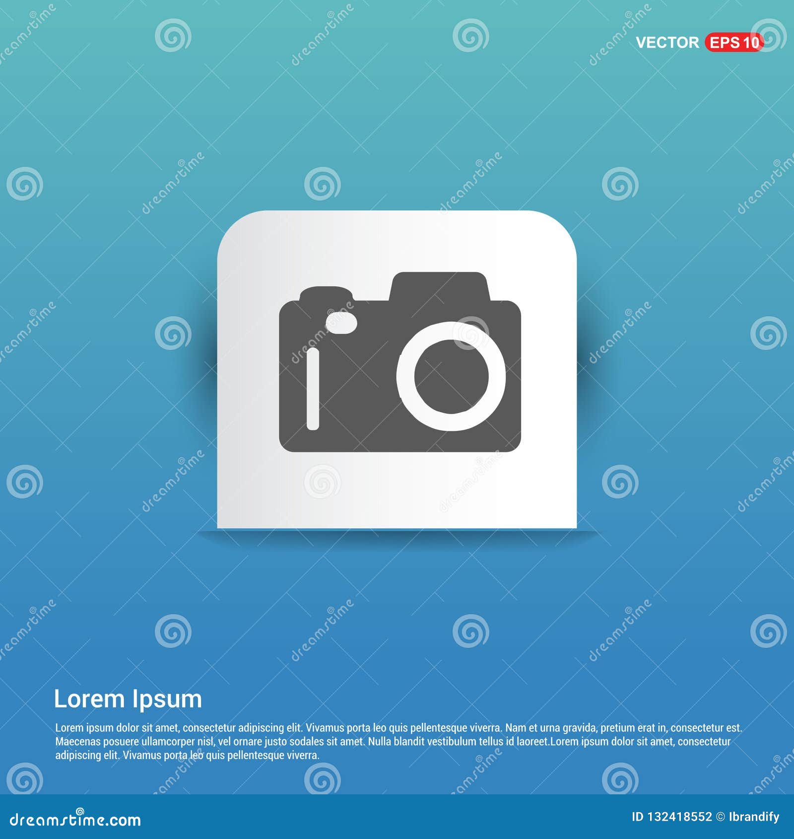 Photo Camera Icon - Blue Sticker Button Stock Vector - Illustration of ...