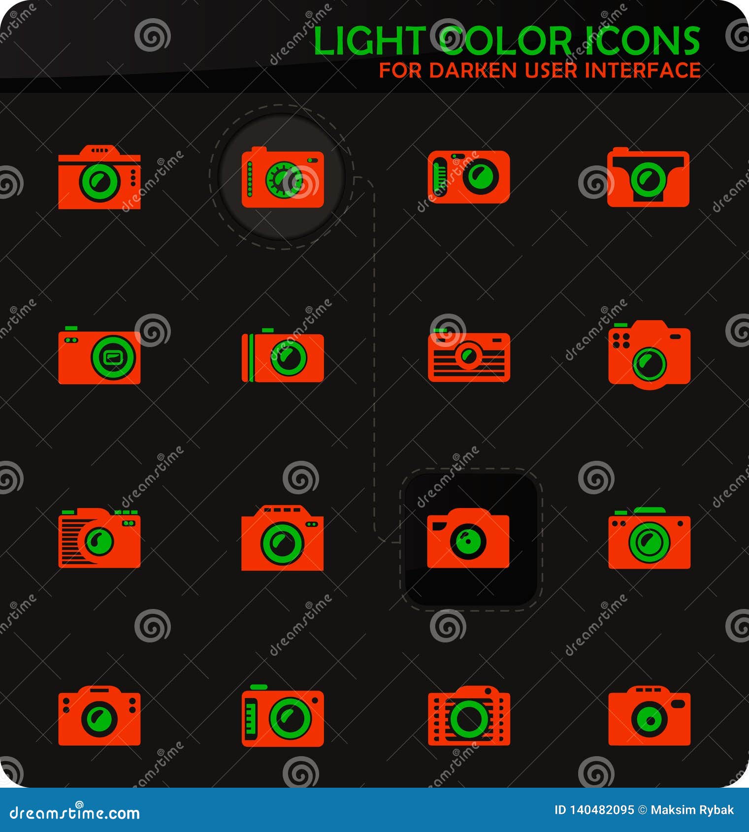 Photo camera icon set stock vector. Illustration of darken - 140482095
