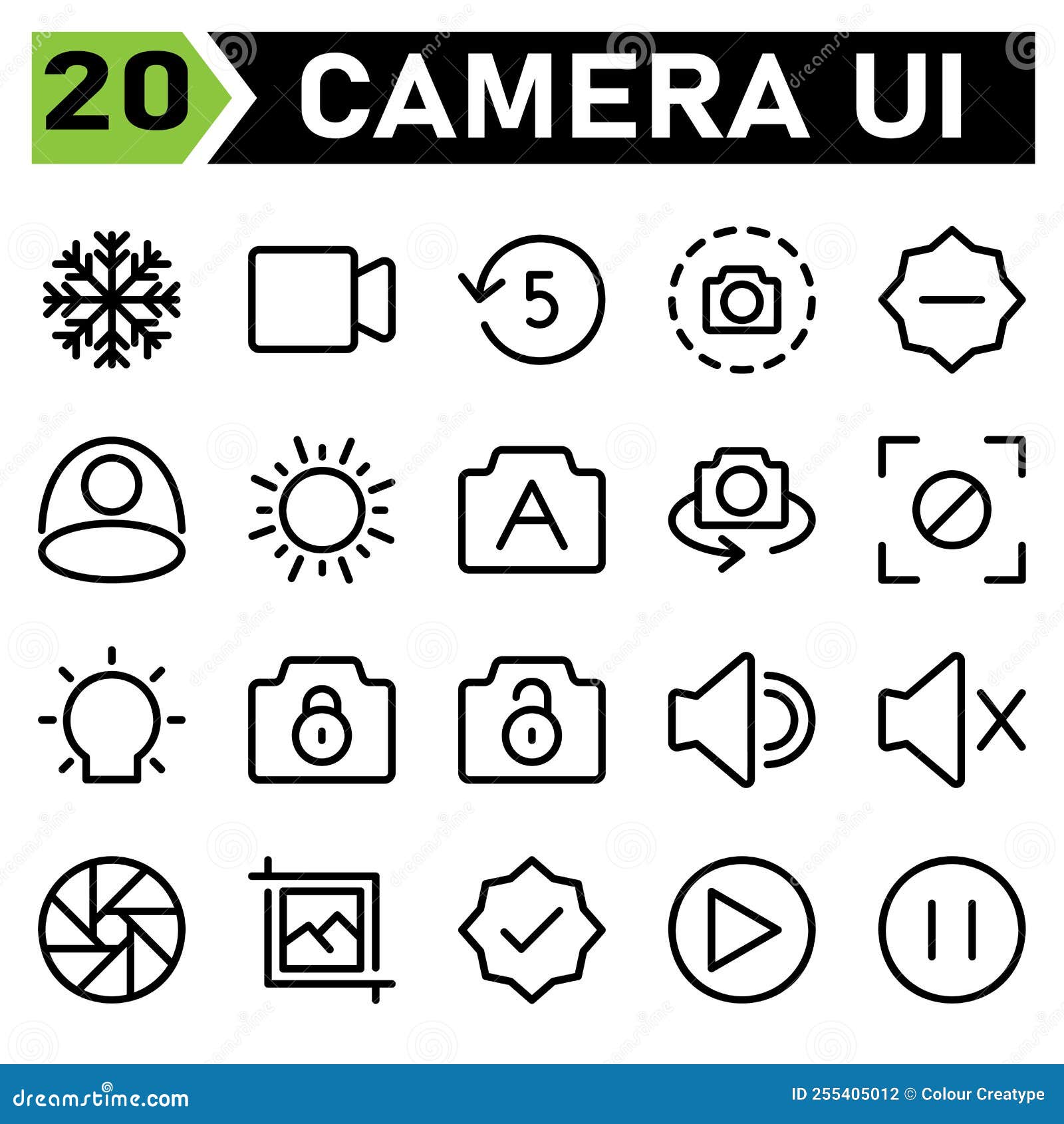 Photo Camera Icon Set Include Mode, Photo, Shoot, Effect, Camera, Video ...