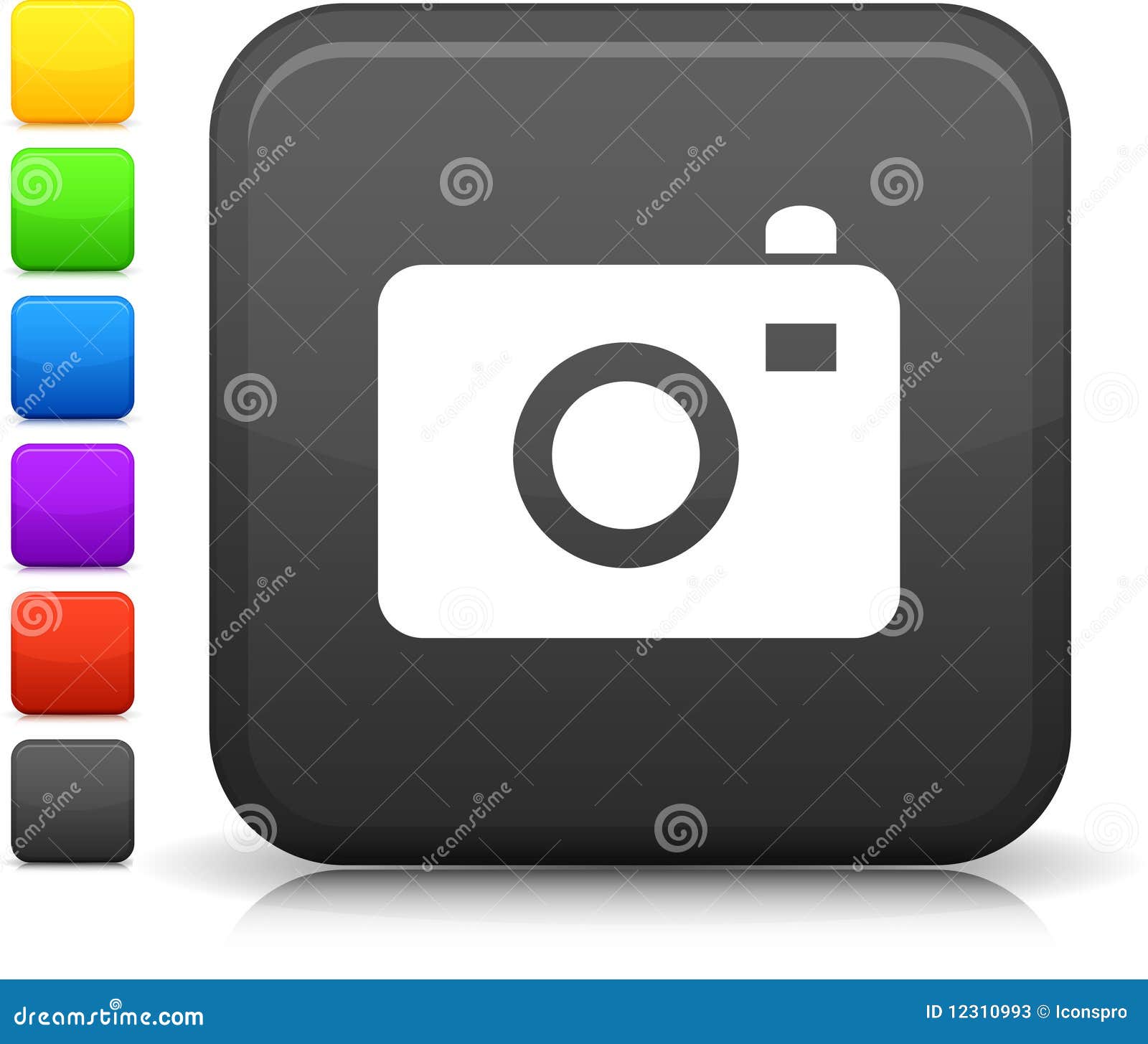 Photo Camera Icon on Square Internet Button Stock Vector - Illustration ...