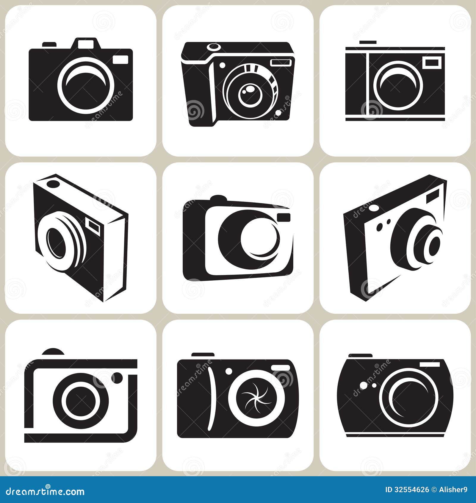 Photo Camera Icons Set stock vector. Illustration of element - 32554626