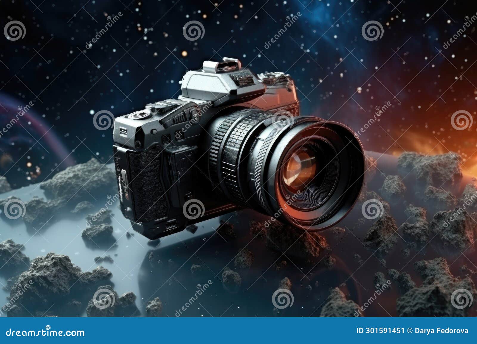Photo Camera in Outer Space Stock Image - Image of equipment, globe ...