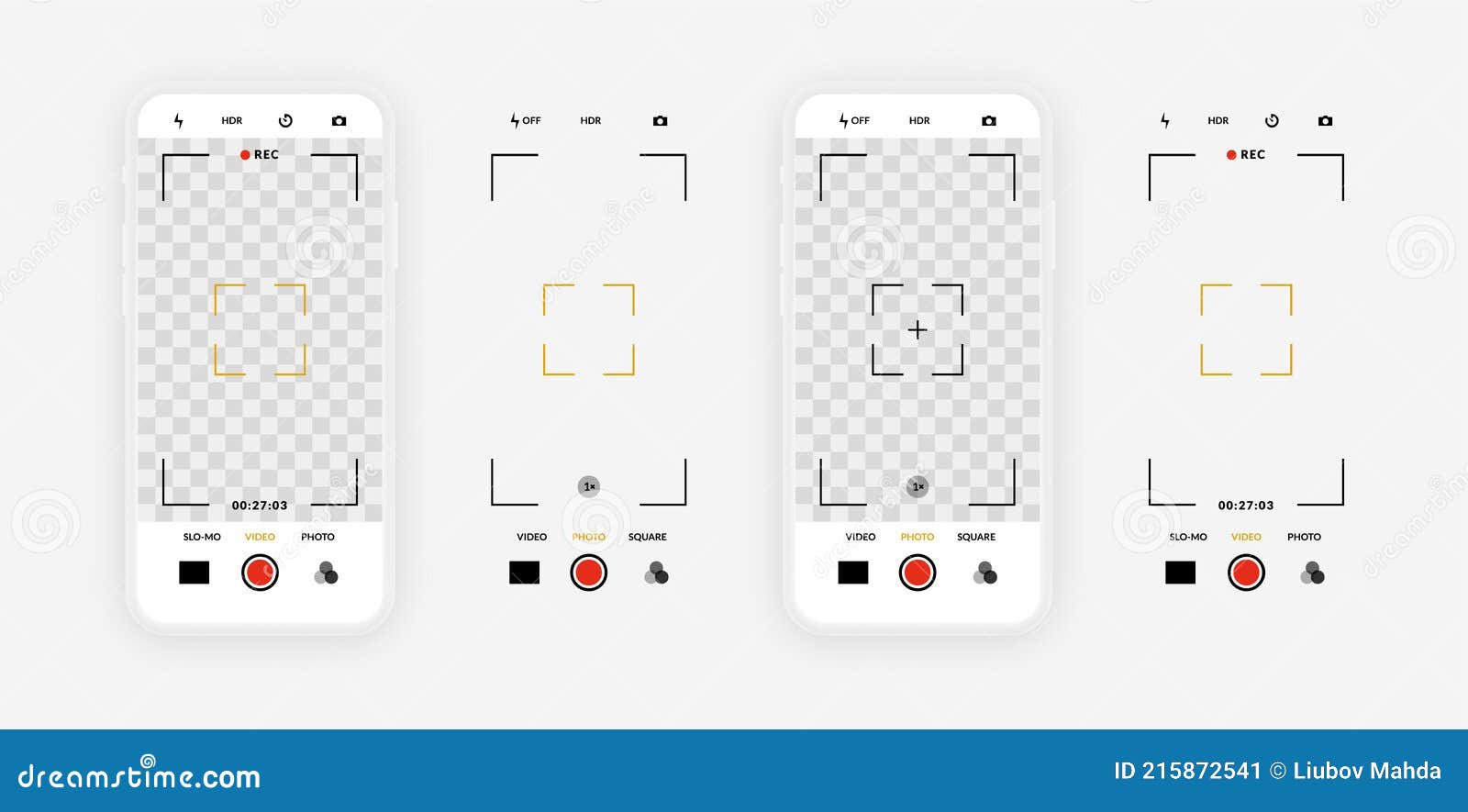 Photo Camera Phone Screen. Video Focus, Smartphone Display, Rec. Frame ...