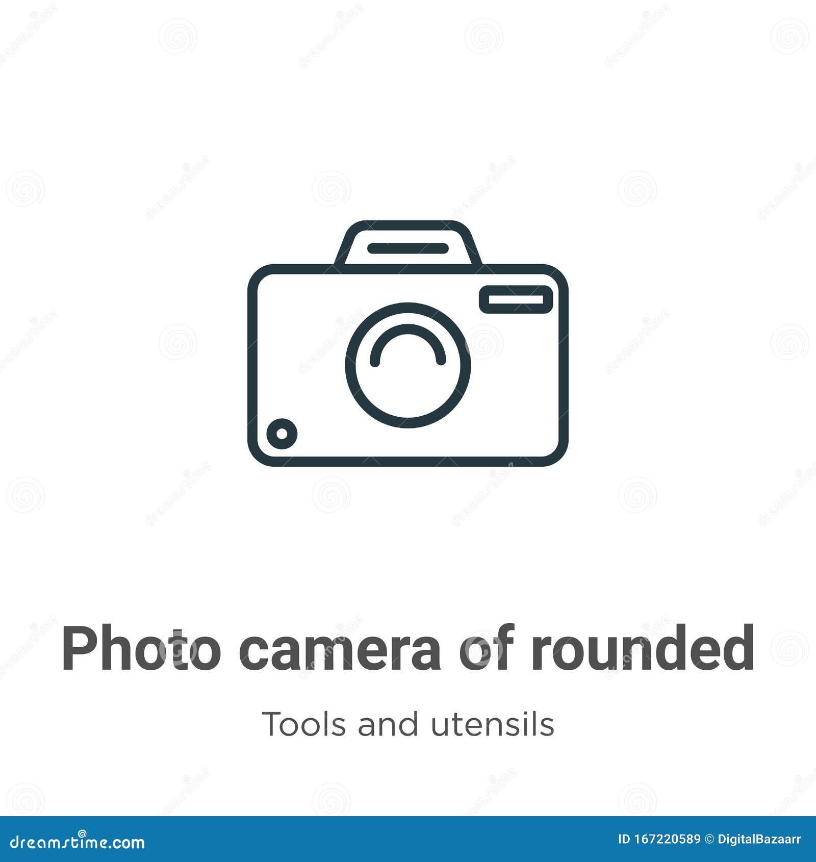 Photo Camera of Rounded Square Shape Outline Vector Icon. Thin Line ...