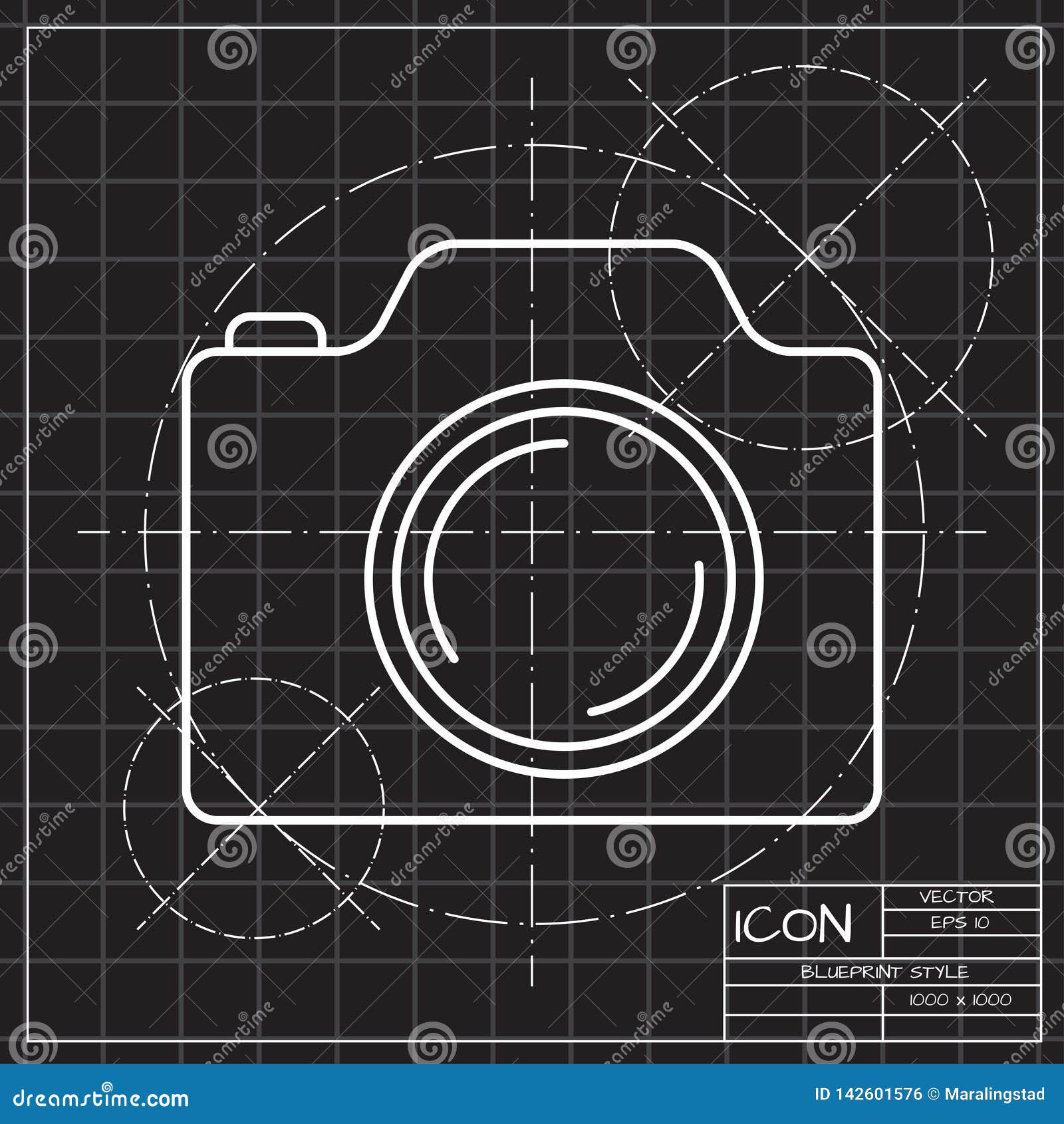 Photo Camera Vector Icon Blueprint Style Flat Stock Illustration ...