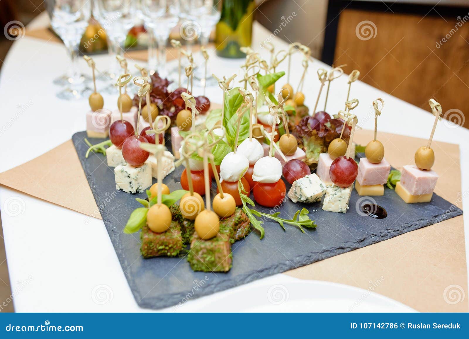 Photo of Canape on the Tray Stock Photo - Image of baked, cooked: 107142786