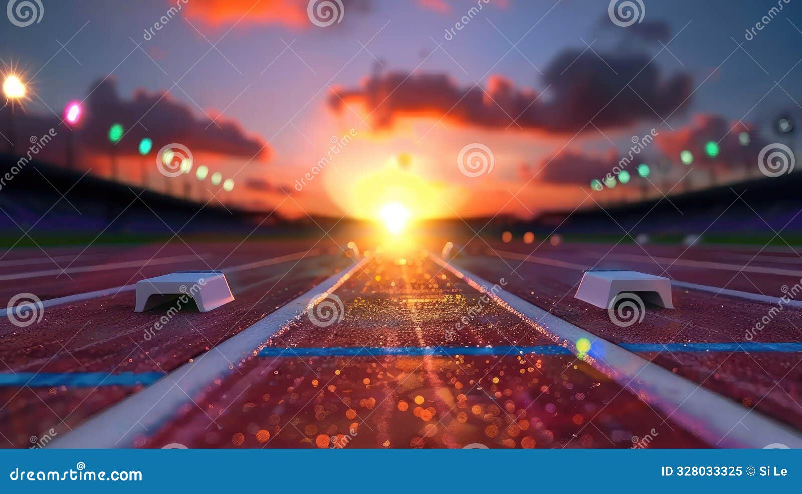 At Athletics Stadium: Racetrack and Starting Blocks in Disarray Stock ...