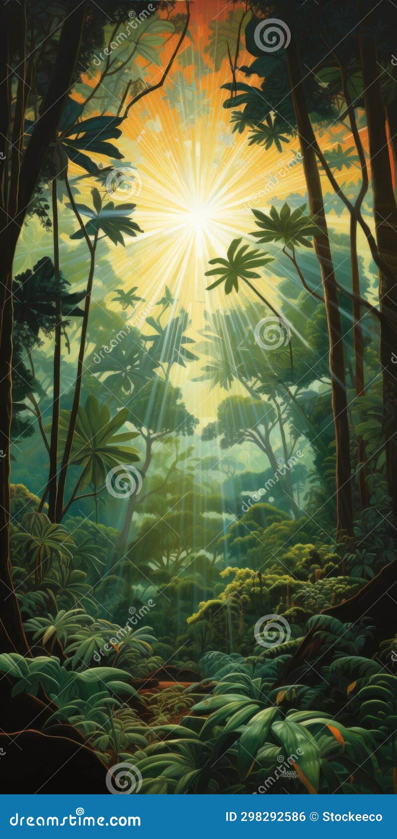 Sunlit Jungle: a Captivating Illustration of Light-infused ...