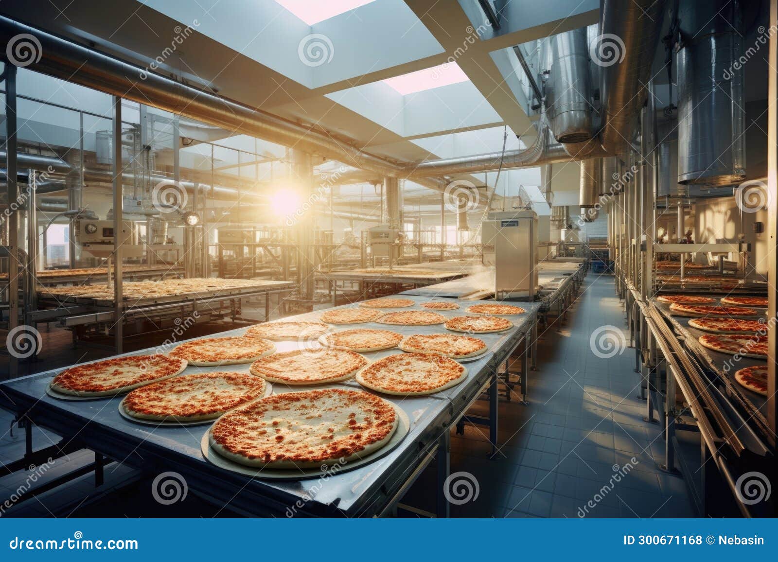 A Photo Capturing the Pizza Production Process in a Workshop Stock ...