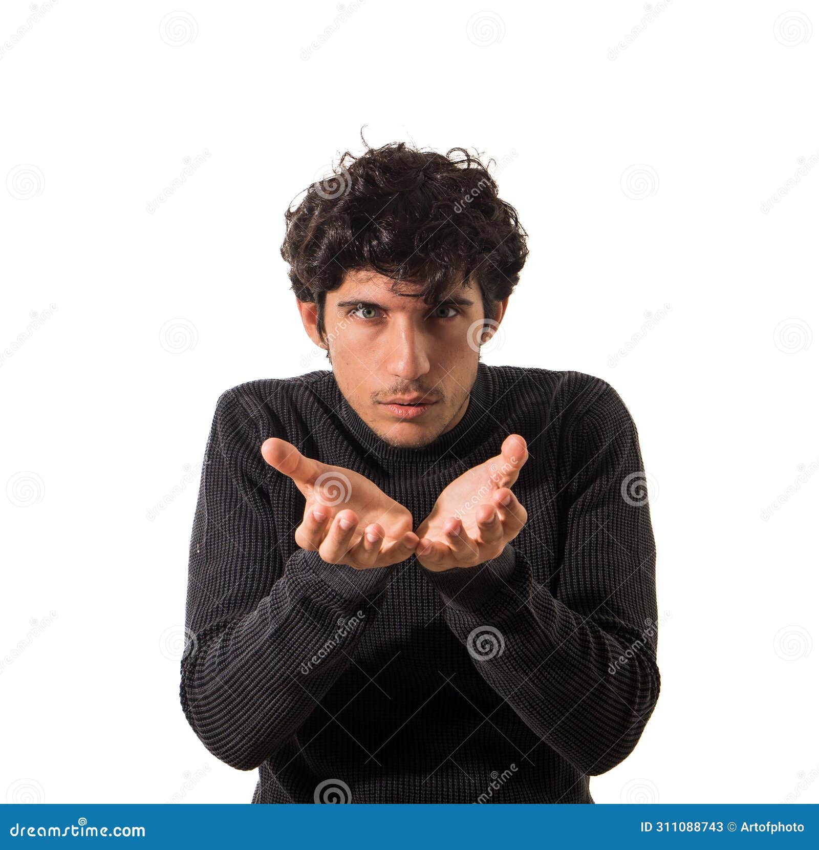 Young Man Gesturing with Hands Stock Image - Image of excitement ...