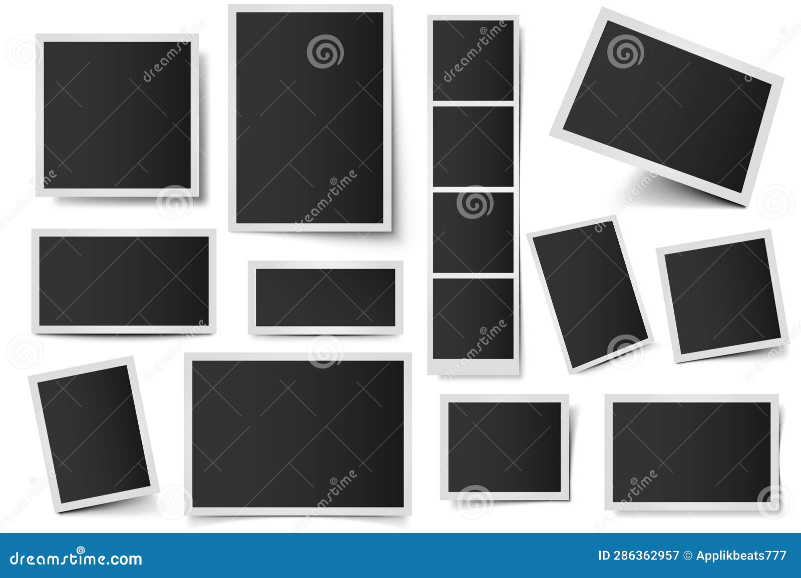 Photo Card Frames. Rectangular Instant Photos, Square Snapshot Frame ...