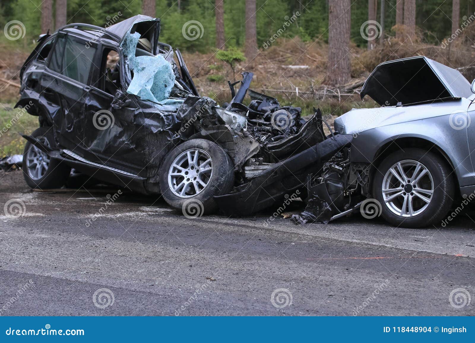 Photo of Cars Involved in a Collision or Crash Stock Photo - Image of ...