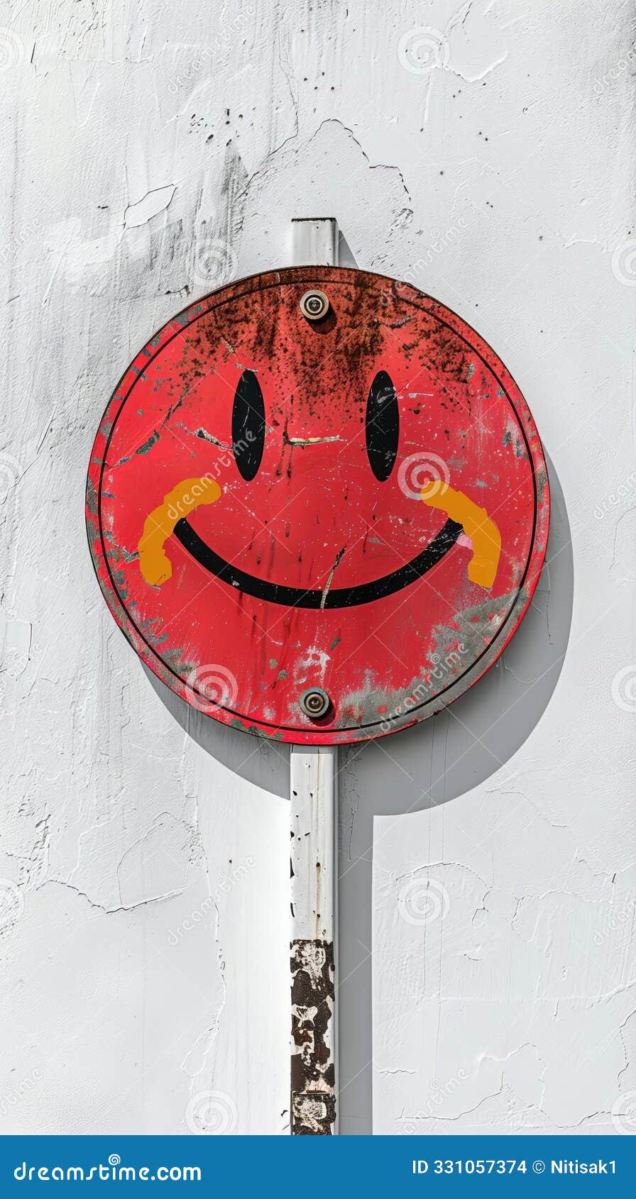 Photo of a Cautionary Sign Indicating No Smiling Allowed Against a ...