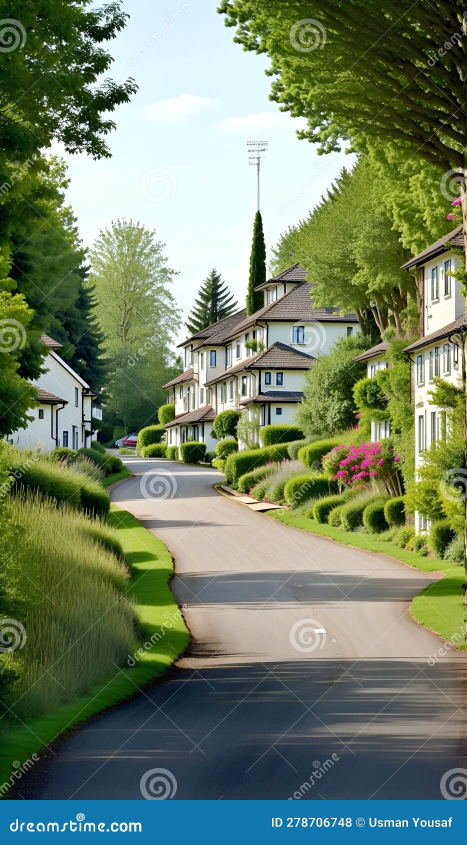 Ai Generated a Charming Residential Street with Tree-lined Sidewalks ...