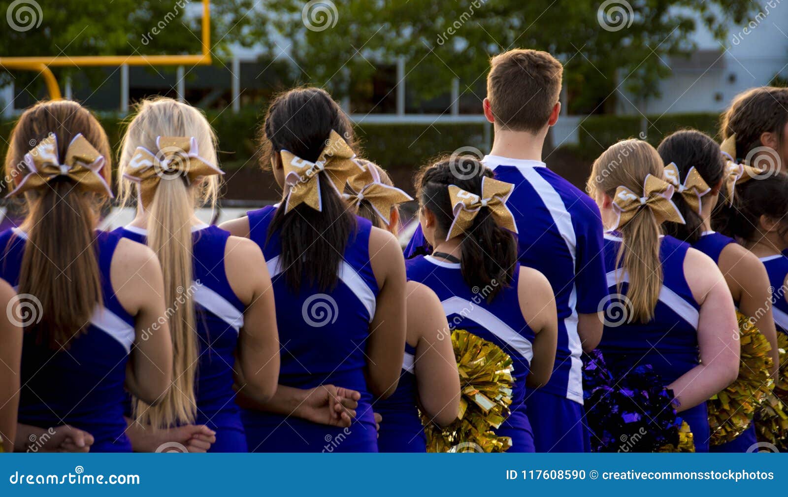 Photo Of Cheerleaders In Blue-and-white Uniform Picture. Image: 117608590