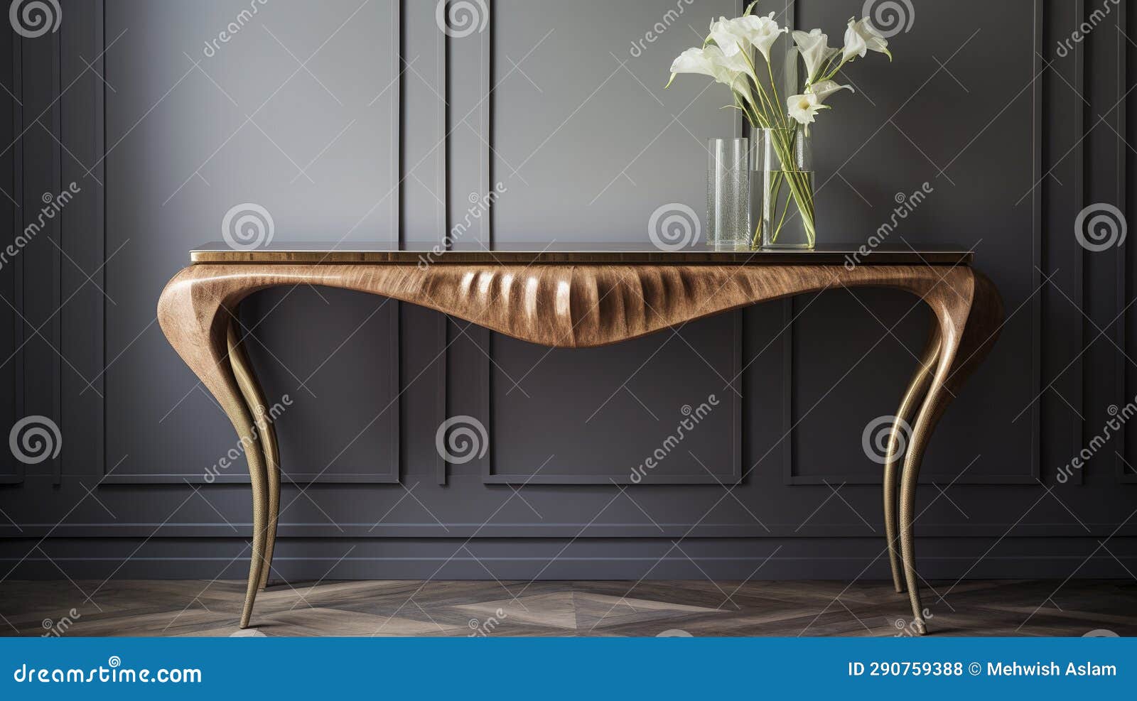 A Photo of a Chic Console Table Stock Illustration - Illustration of ...