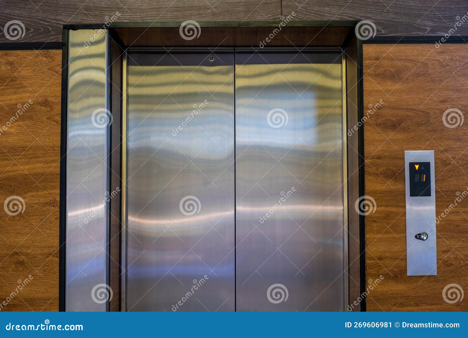 Photo of a Classic Metal-colored Elevator Stock Image - Image of ...