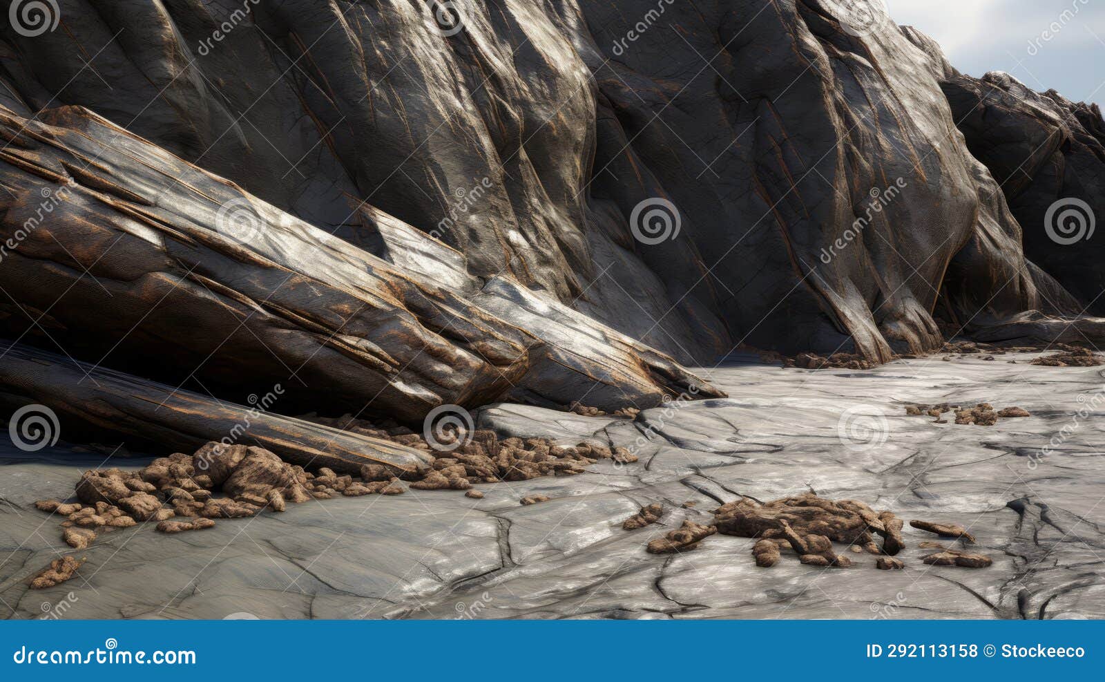 Photorealistic Schist Rockscape with Hyper-realistic Details Stock ...