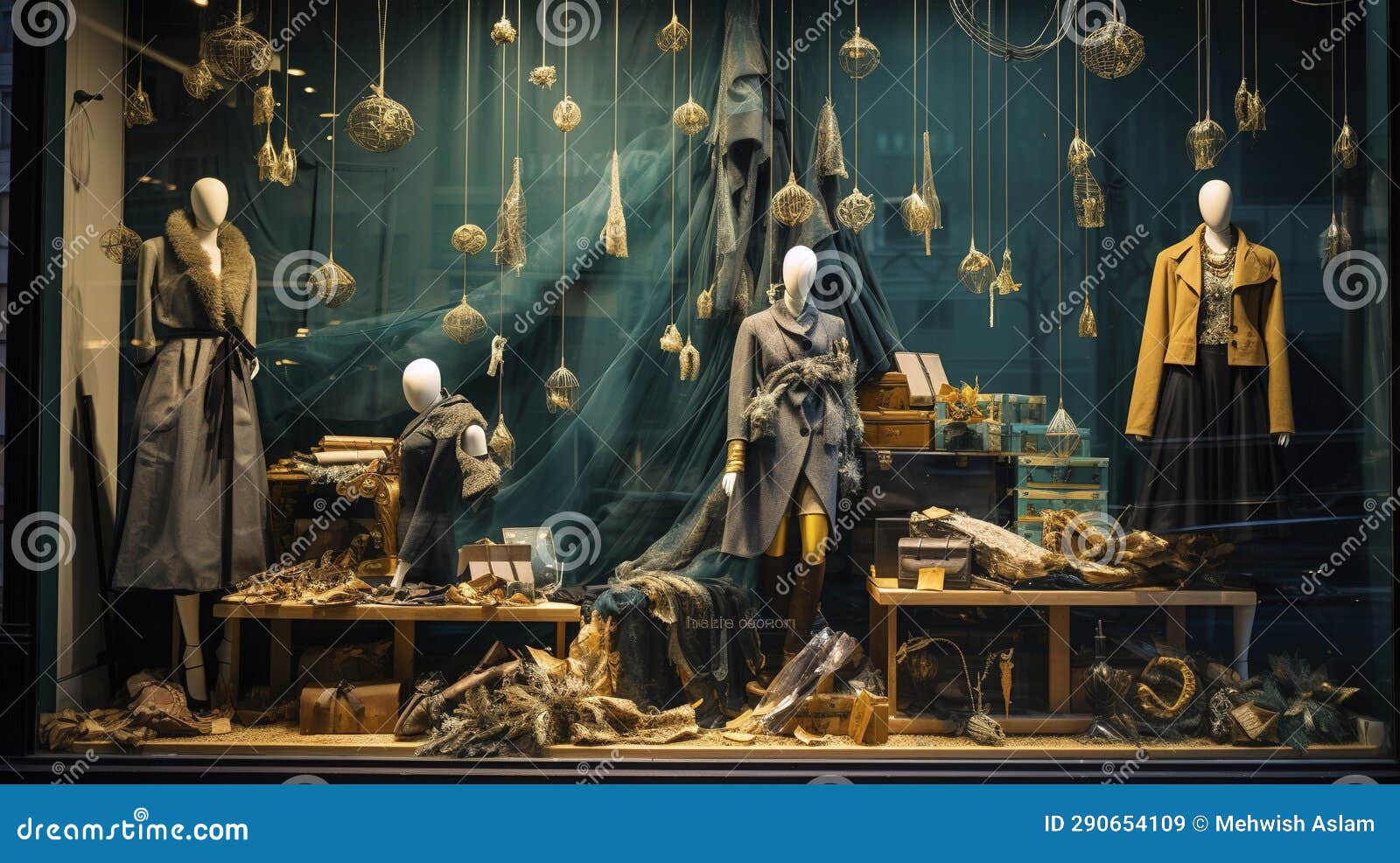 A Photo of a Clothing Boutique Window Display Stock Illustration ...