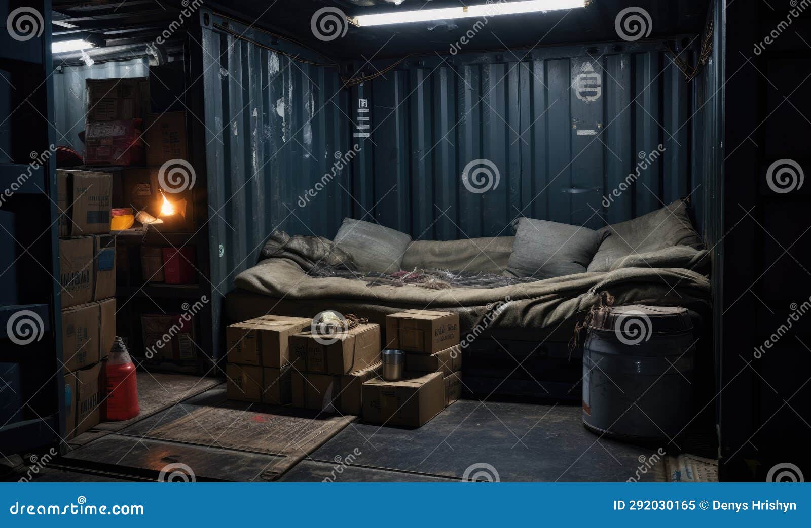 Photo of a Cluttered Room with Boxes and a Couch Stock Illustration ...