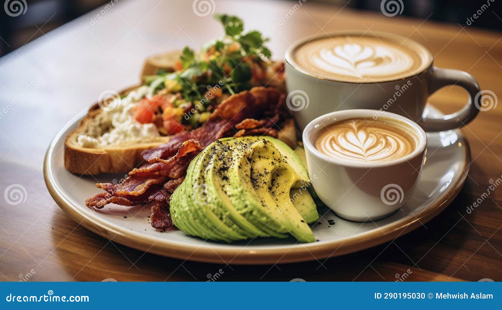 A Photo of Coffee Shop Breakfast Options Stock Illustration ...