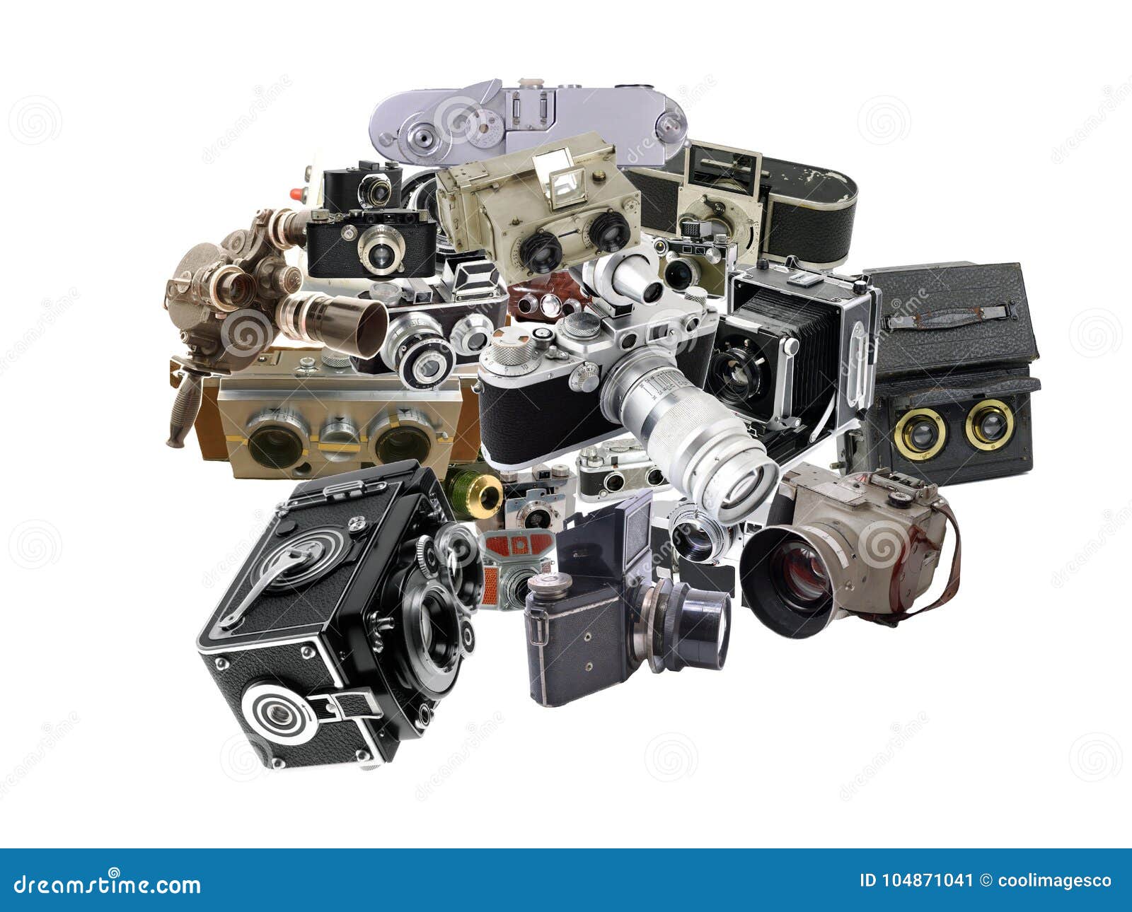 Photo Collage of Antique and Classic Photo Cameras Stock Image - Image ...