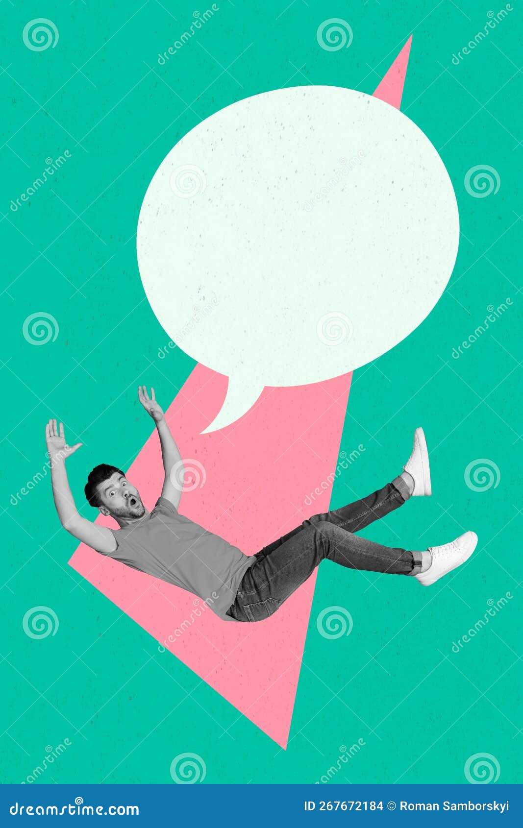 Photo Collage Artwork Minimal Picture of Funny Impressed Guy Falling ...