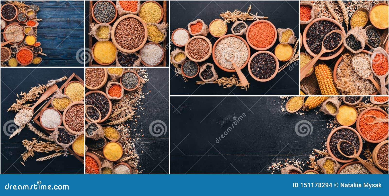 Photo Collage Cereals and Pulses. Stock Photo - Image of diet ...
