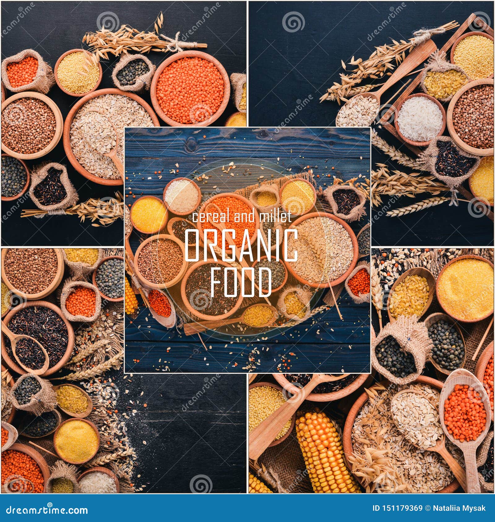 Photo Collage Cereals and Pulses. Stock Image - Image of agriculture ...